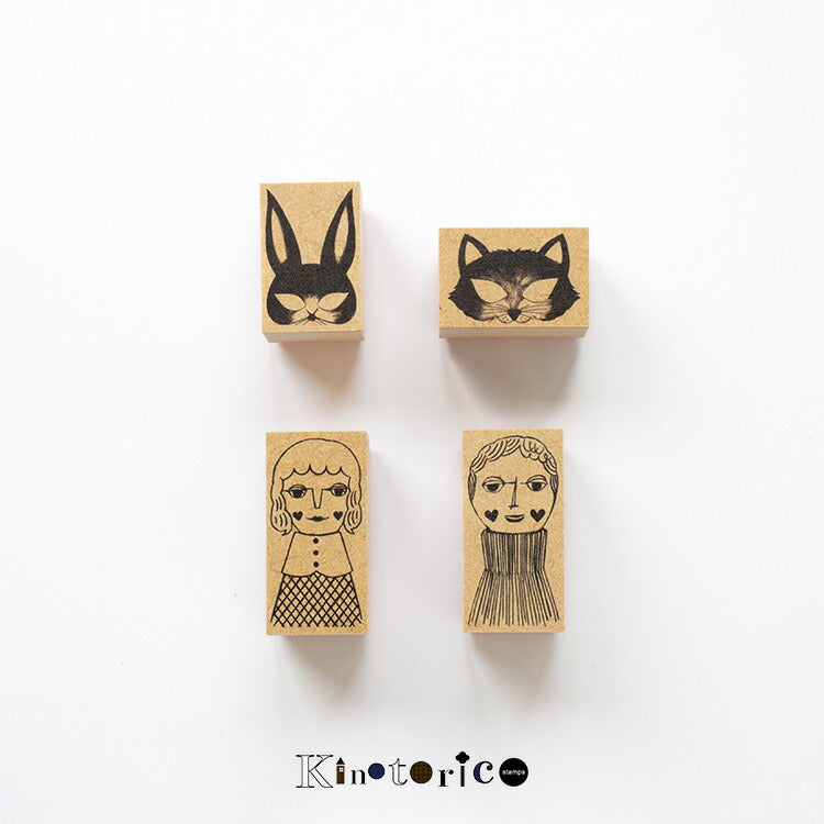 KINOTORICO Kinotrico Stamp No.61 FOX Mask No.62 Rabbit Mask No.63 BOY ...